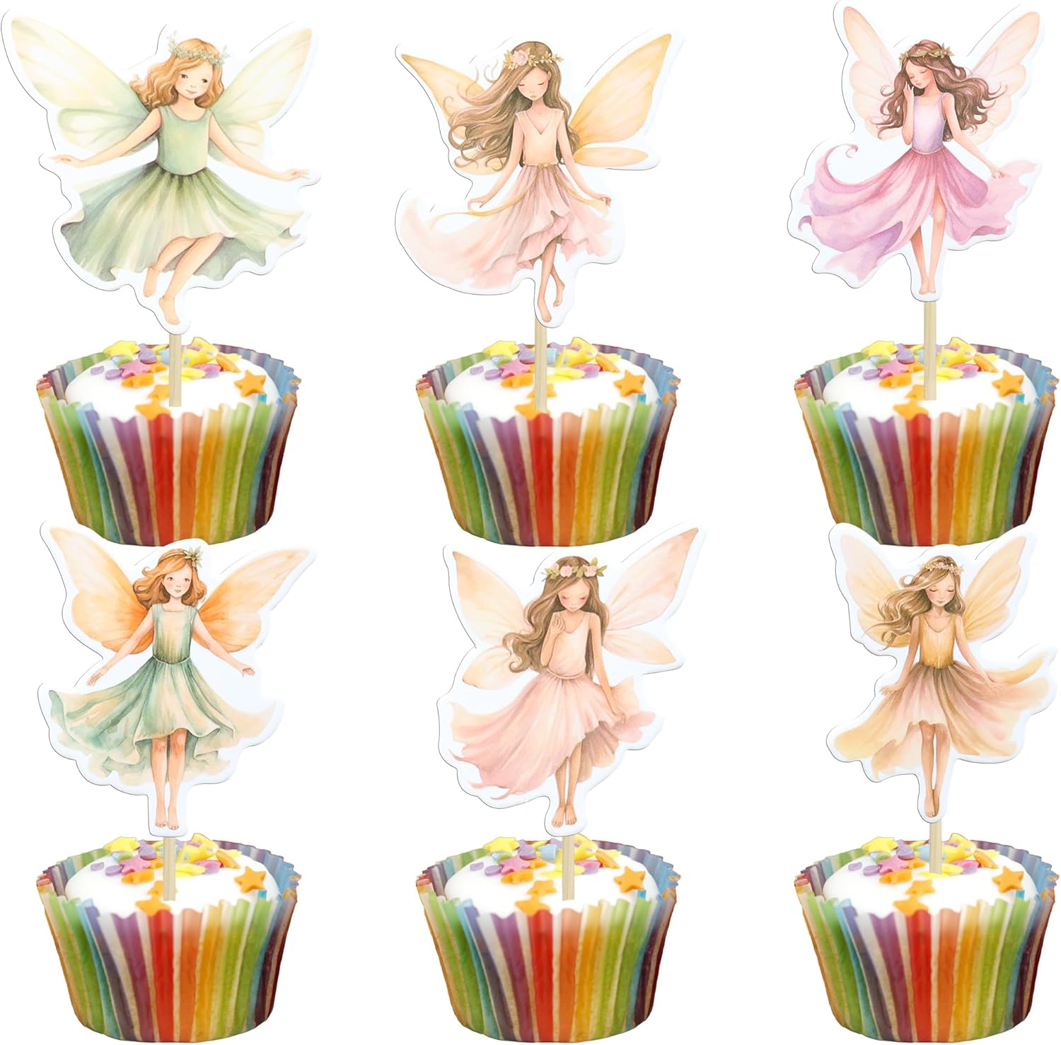 Gyufise 36Pcs Fairy Cupcake Toppers Wing Angel Fairy Cake Toppers ...