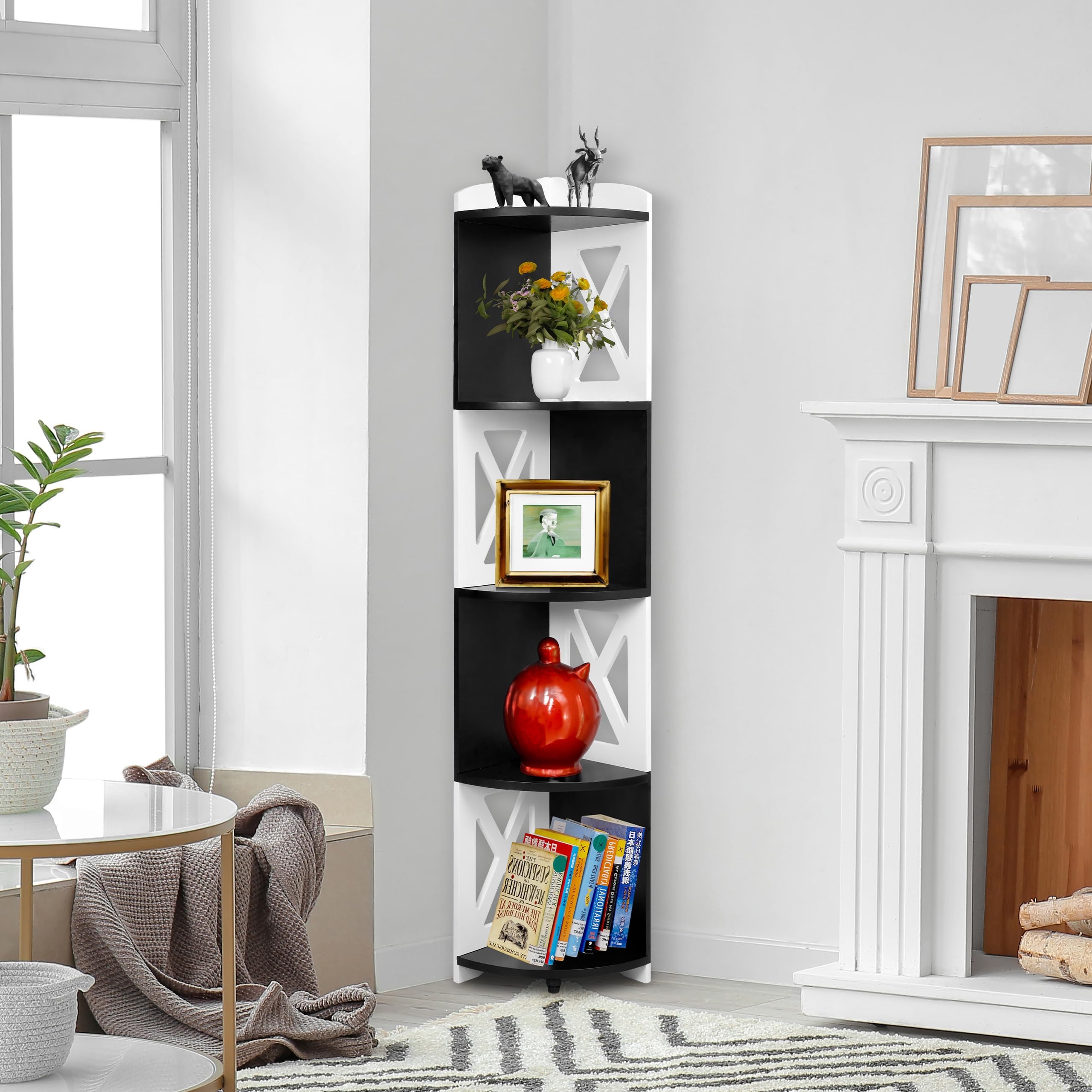 Amazon.com: YCICI Corner Shelf Stand, Natural Wood Corner Bookshelf ...