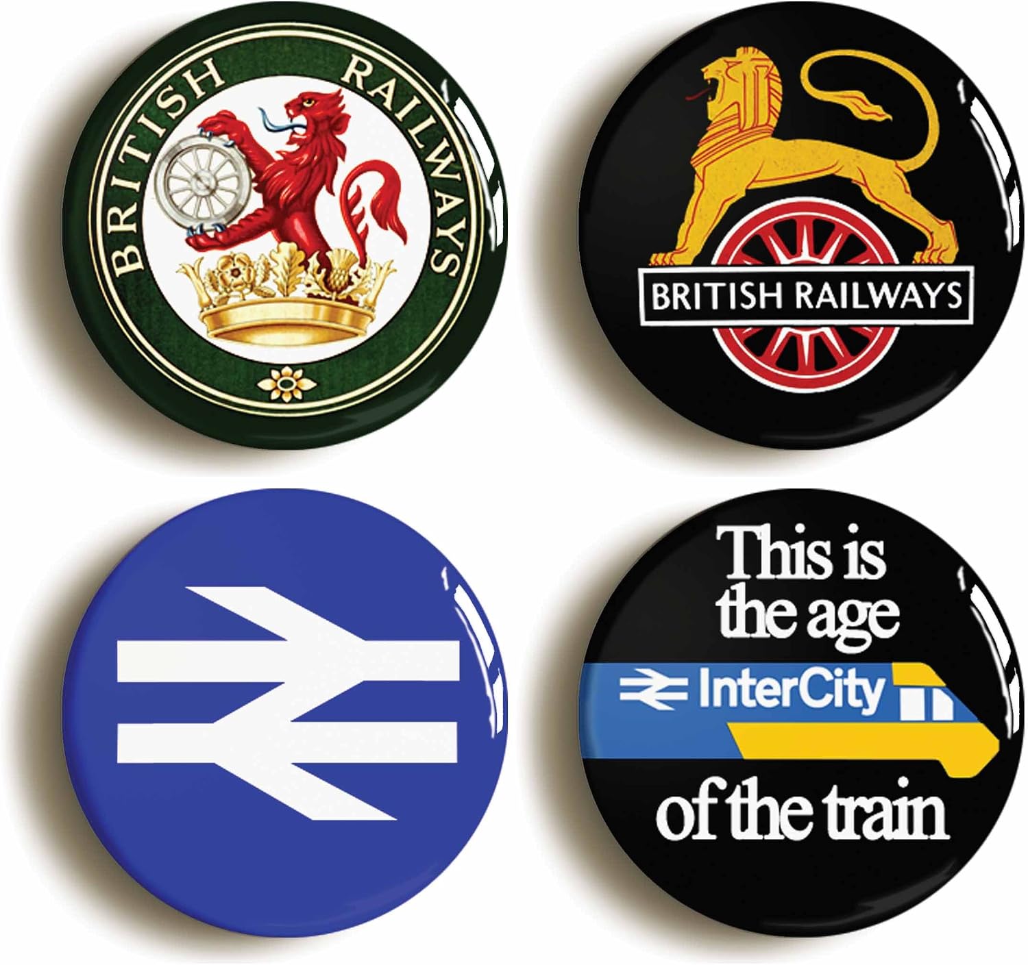 4 x"BRITISH RAIL" RAILWAYS RETRO LOGO BADGES BUTTONS PINS (1inch/25mm ...