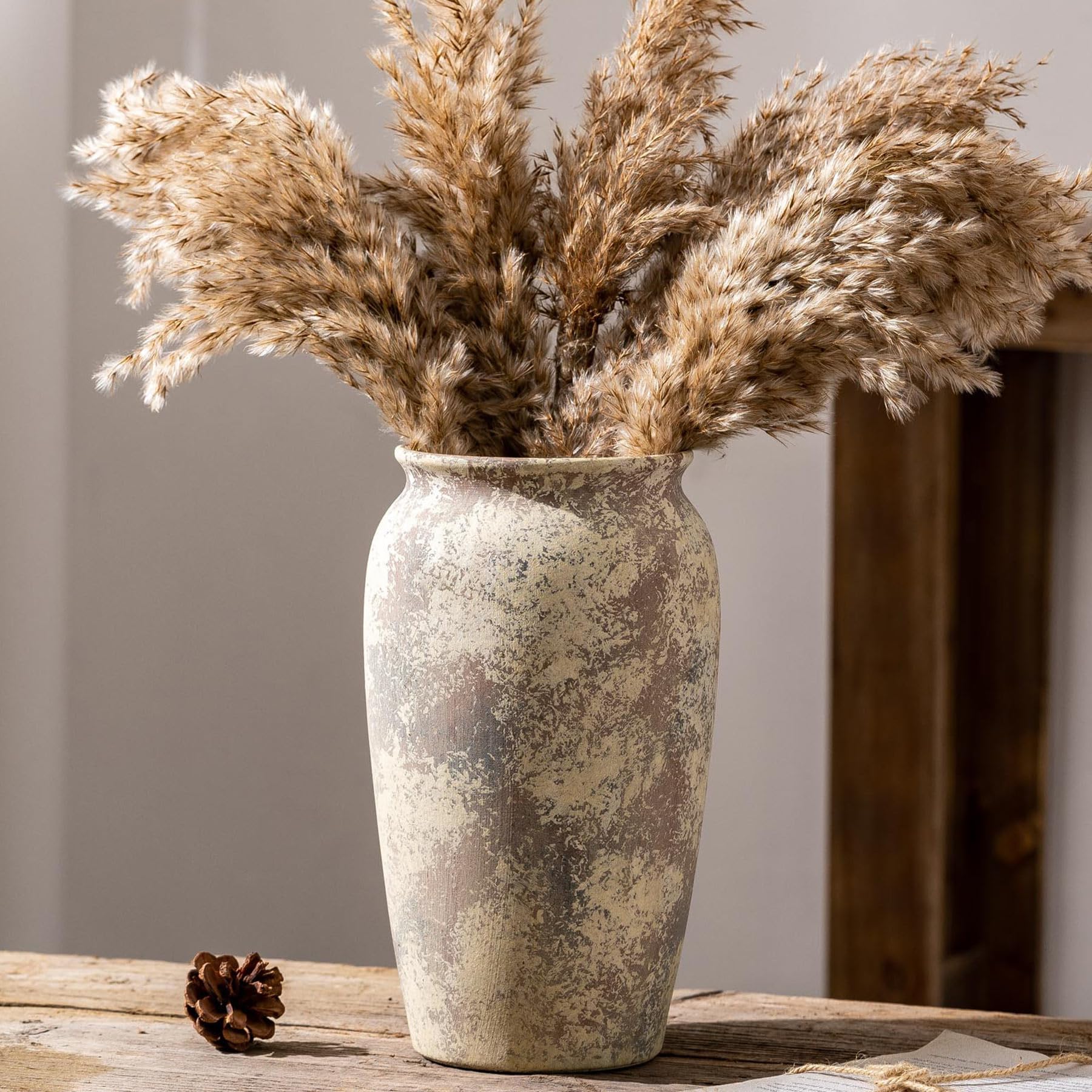 Amazon.com: Quoowiit Ceramic Rustic Farmhouse Vase, Distressed ...