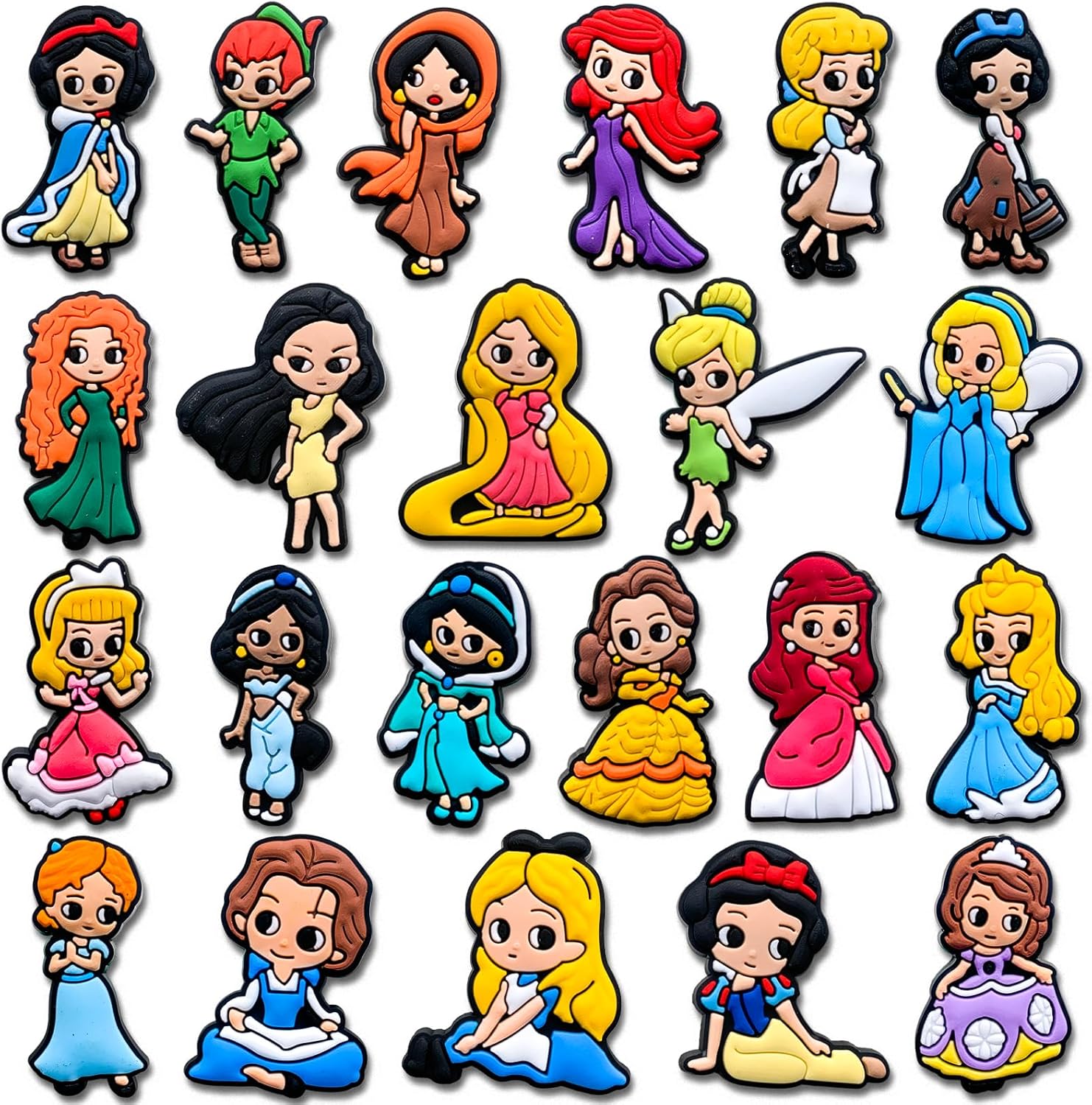 Amazon.com: Tashrasia 22Pcs Princess Shoe Charms for Croc Clogs Sandals ...