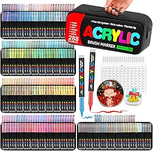 Amazon.com: 288 Colors Acrylic Paint Markers with Automatic Ink Control ...