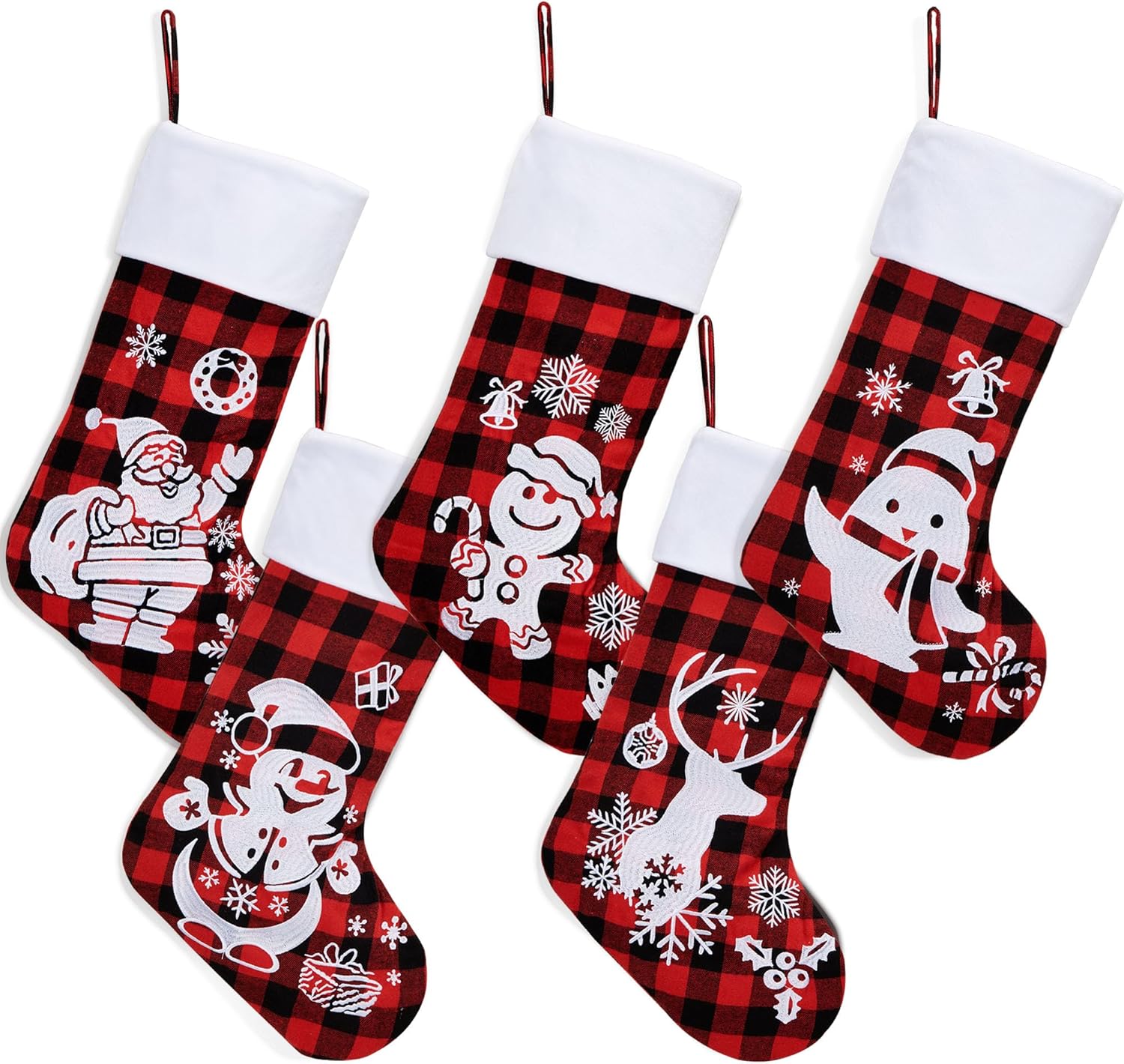 Amazon.com: Mostop 5Pack Christmas Stockings, Large Buffalo Plaid Xmas ...