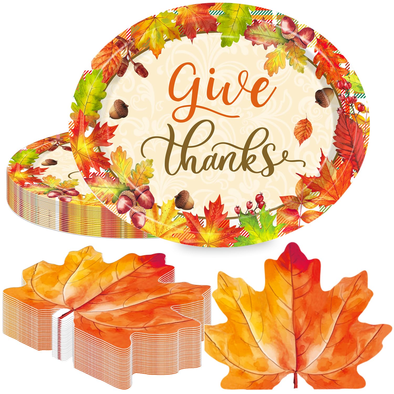 Amazon.com: QIYANPAX 50 Pcs Thanksgiving Oval Paper Plates Thanksgiving ...