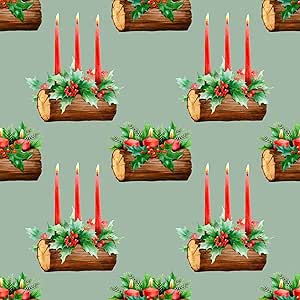 Amazon.com: Beautiful Watercolor Yule Log Gift Wrap Yuletide Winter ...