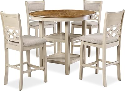 Amazon.com - New Classic Furniture Amy 5-Piece Dining Table Set, Beige ...
