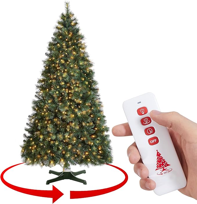 Amazon.com: GREATDAY 7 Foot Artificial Pre-Lit Rotating Christmas Tree ...