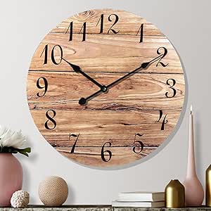 Amazon.com: Eruner Wooden Wall Clock, 24 Inch Round Clocks Silent Non ...