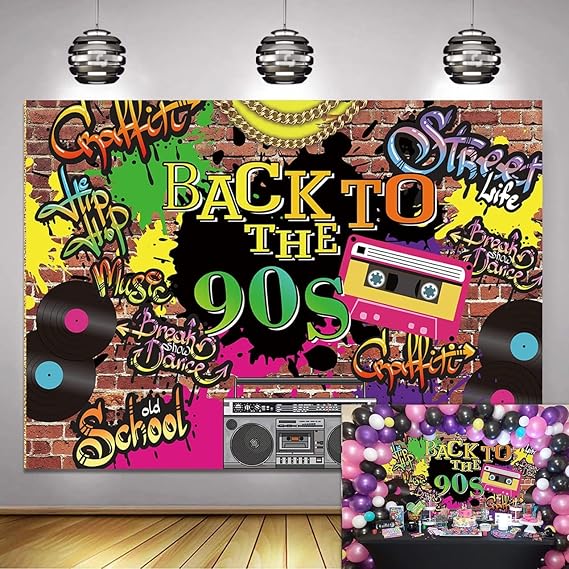 Amazon.com : Back to The 90s Backdrop Hip Hop Graffiti Brick Wall Retro ...