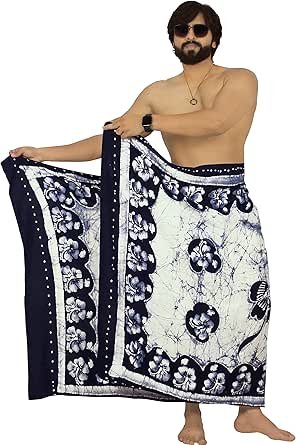 LA LEELA Men's Bath Trunk Summer Sarong Pareo Wraps One Size Denim ...