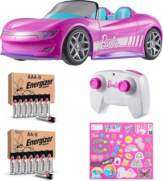 Amazon.com: Hot Wheels Barbie RC Toy Car Plus Energizer AA and AAA ...