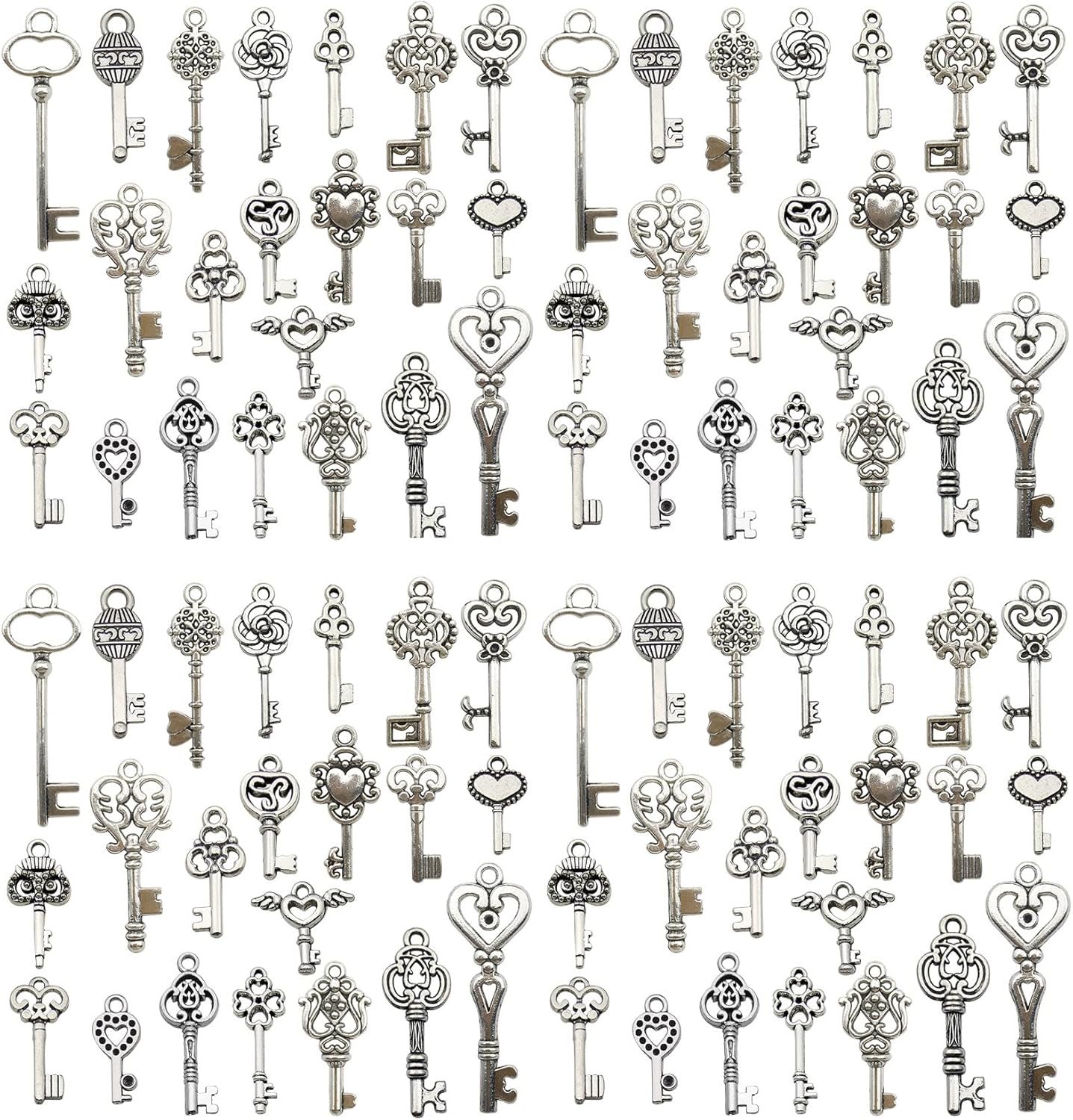 Amazon.com: WOCRAFT 120pcs Antique Silver Small Key Charm for Jewelry ...