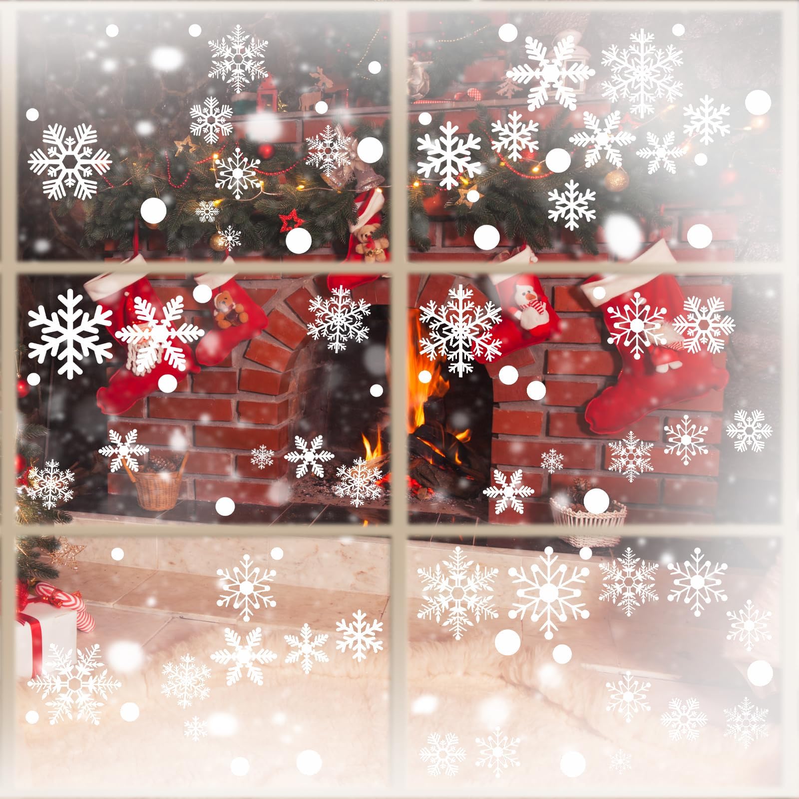 Amazon.com: 306Pcs Snowflake Window Clings Christmas Windows Decals ...