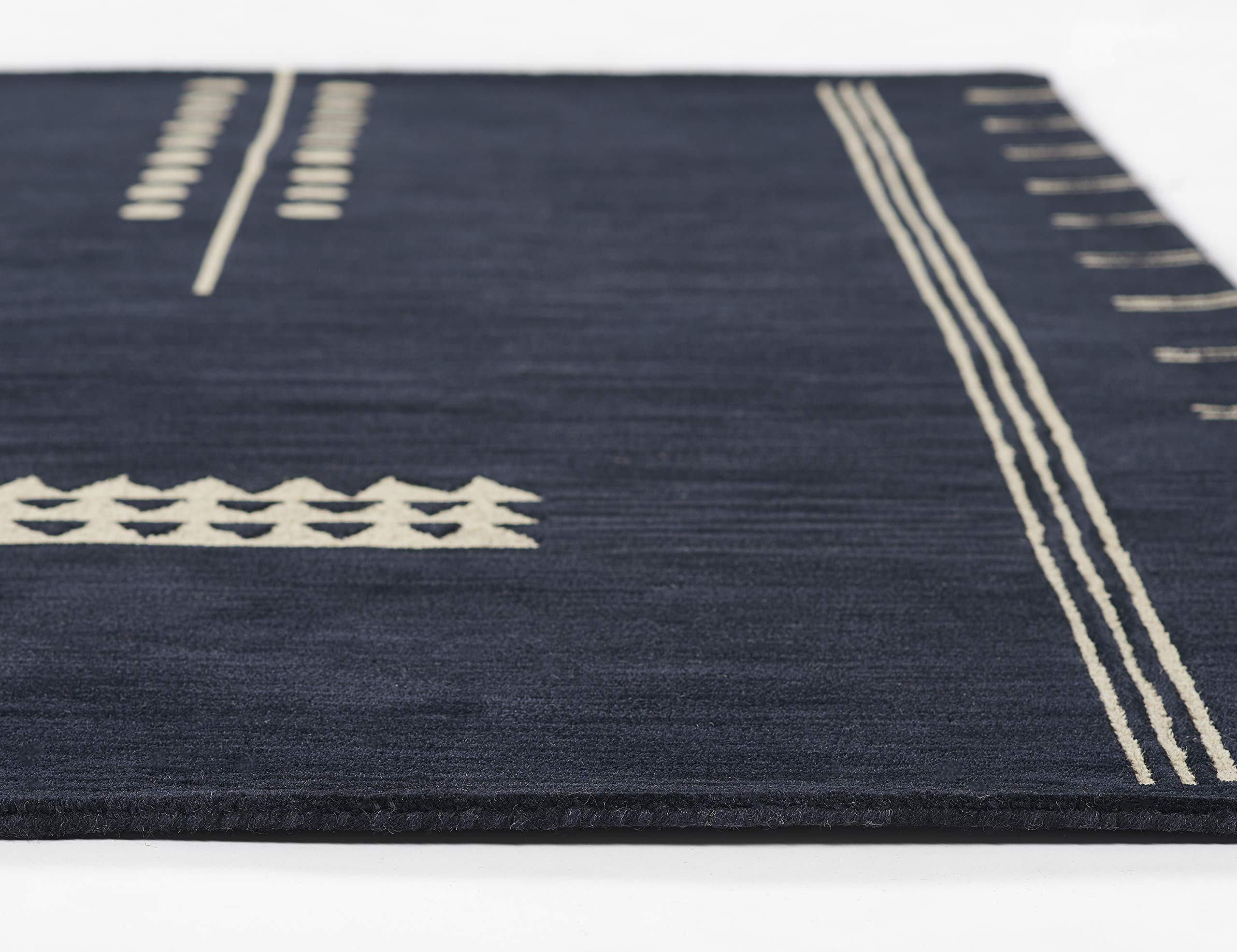 Momeni Simba Wool Hand Tufted Contemporary Indoor Area Rug, Navy, 5' X 8'