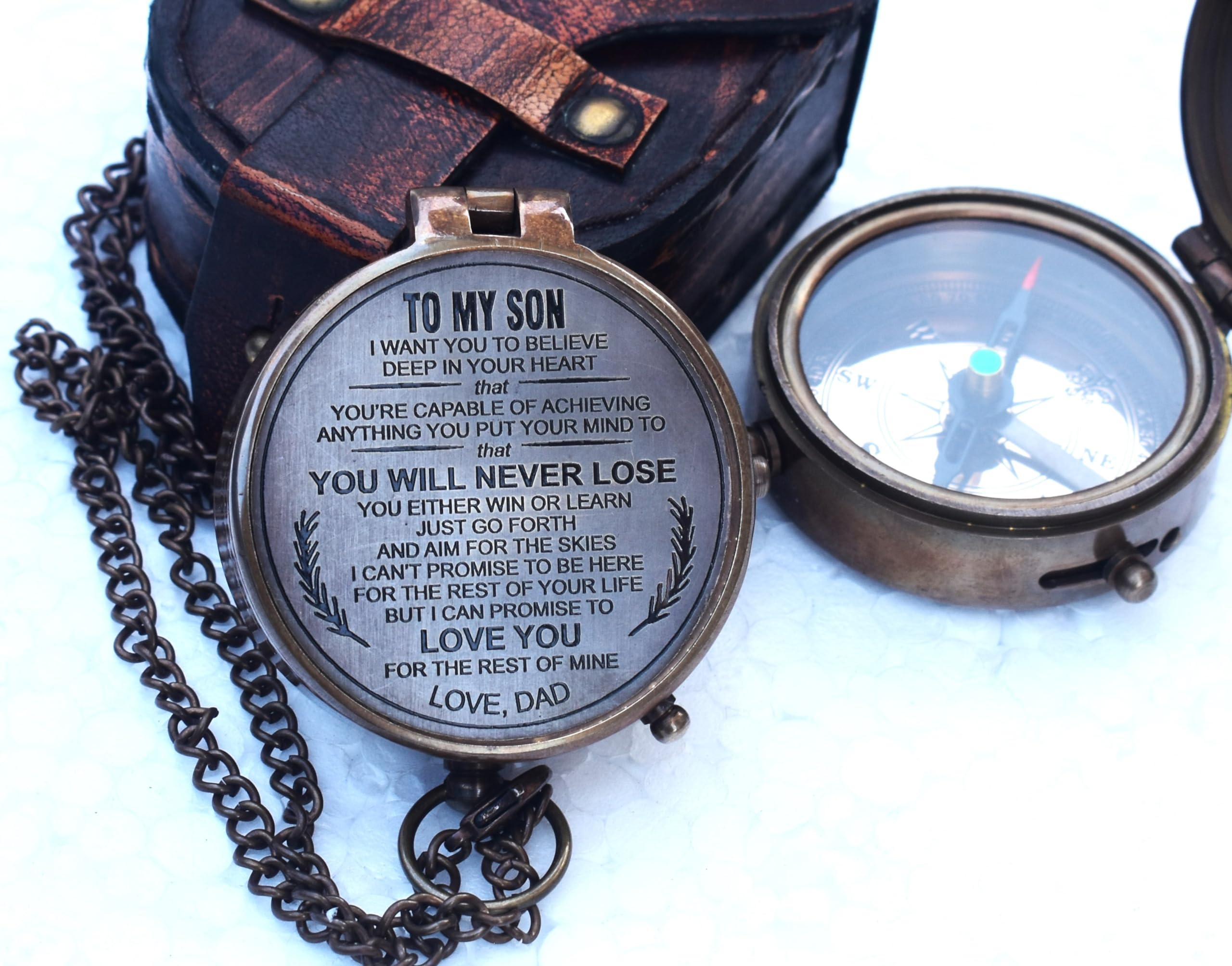 Amazon.com : Brass Compass Gift for Son from Dad | Engraved Compass 2 ...