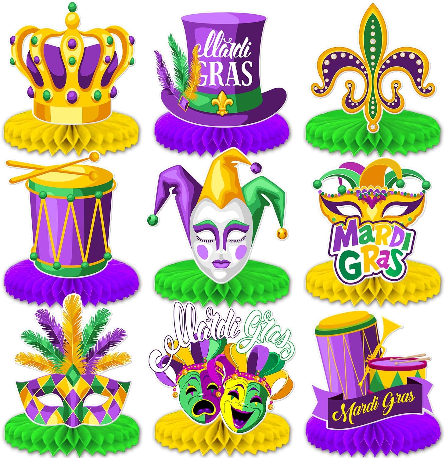 Amazon.com: Mardi Gras Table Decorations Mardi Gras Honeycomb ...