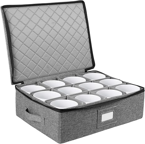 GWCYMYD Cup and Mug Storage Box with Dividers, Foldable Tea Cup Storage ...