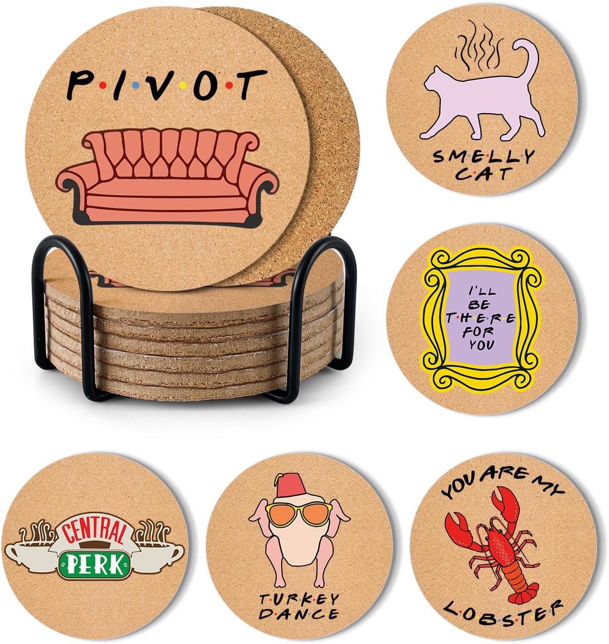 Amazon.com | Friends TV Show Merch Ceramic Drink Coasters Set of 4 with ...