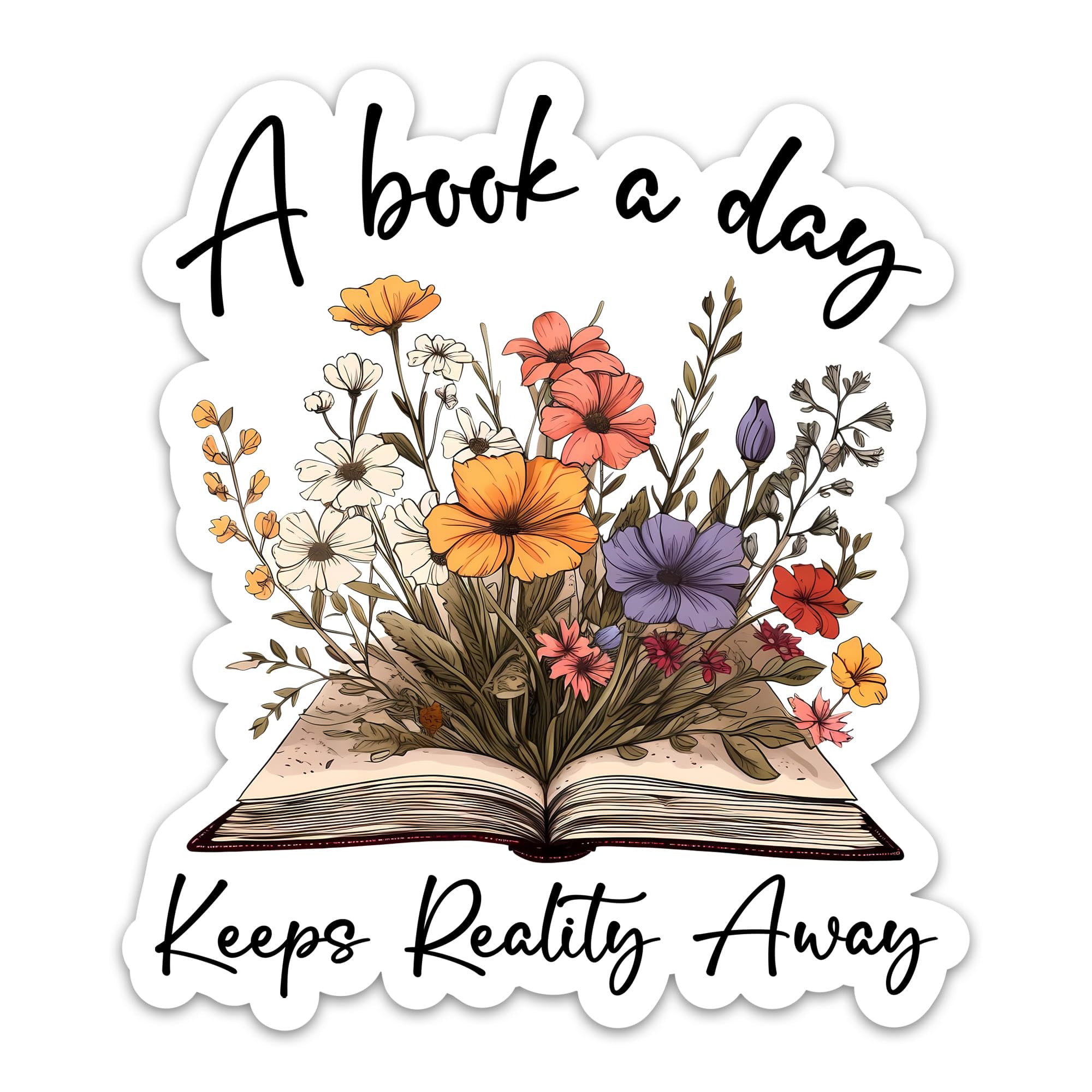 Amazon.com: (3PCs) A Book A Day Keeps Reality Away Sticker Reading ...