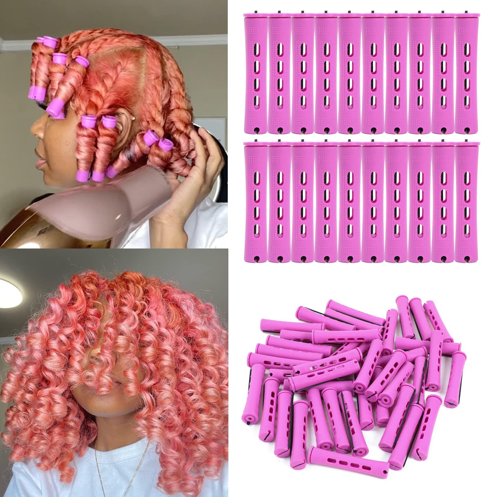 Amazon.com : 20pcs Women's Perm Rods Set for Natural Hair: 2 Sizes Cold ...