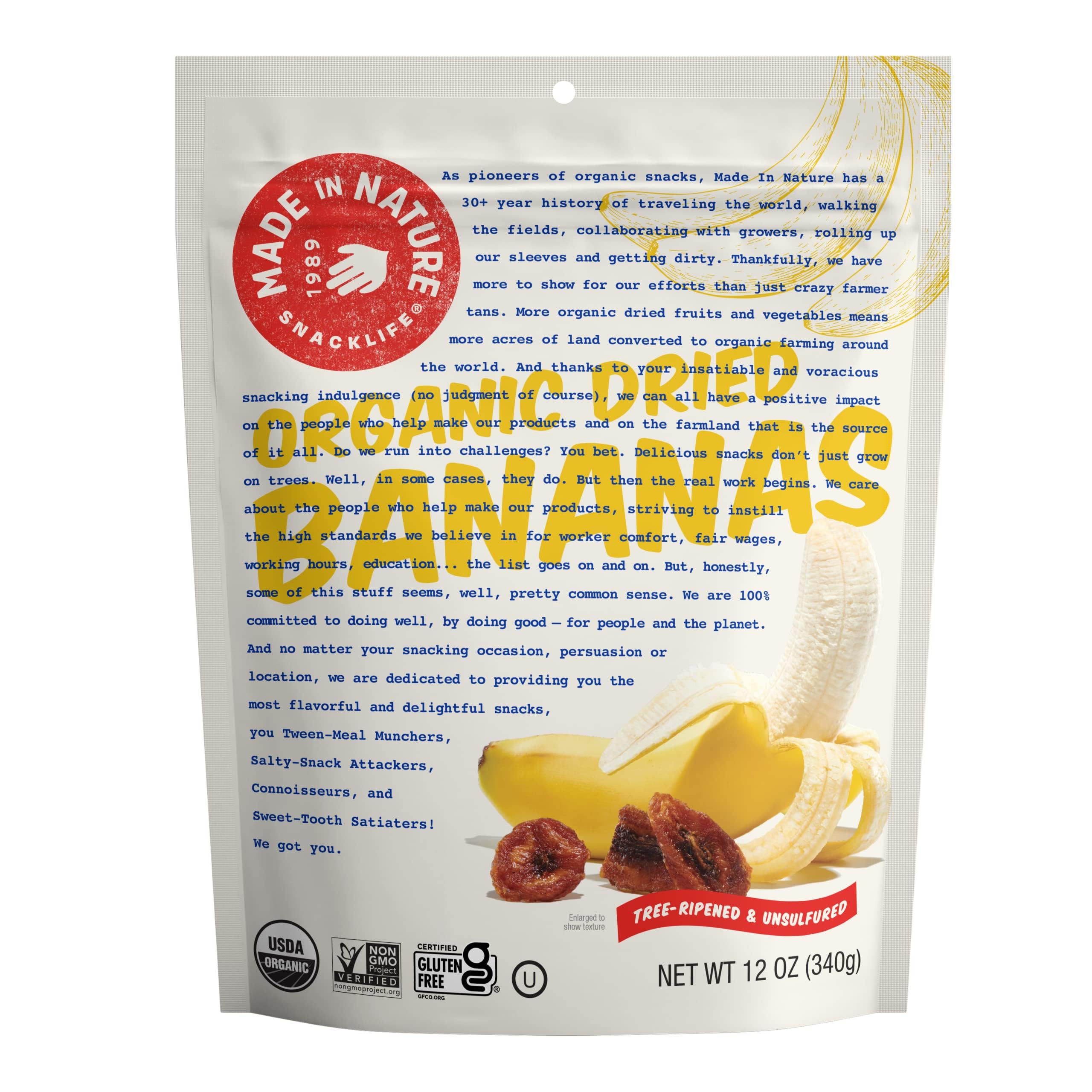 Amazon.com: Made In Nature Organic Dried Chewy Banana Slices, 12 Ounce ...