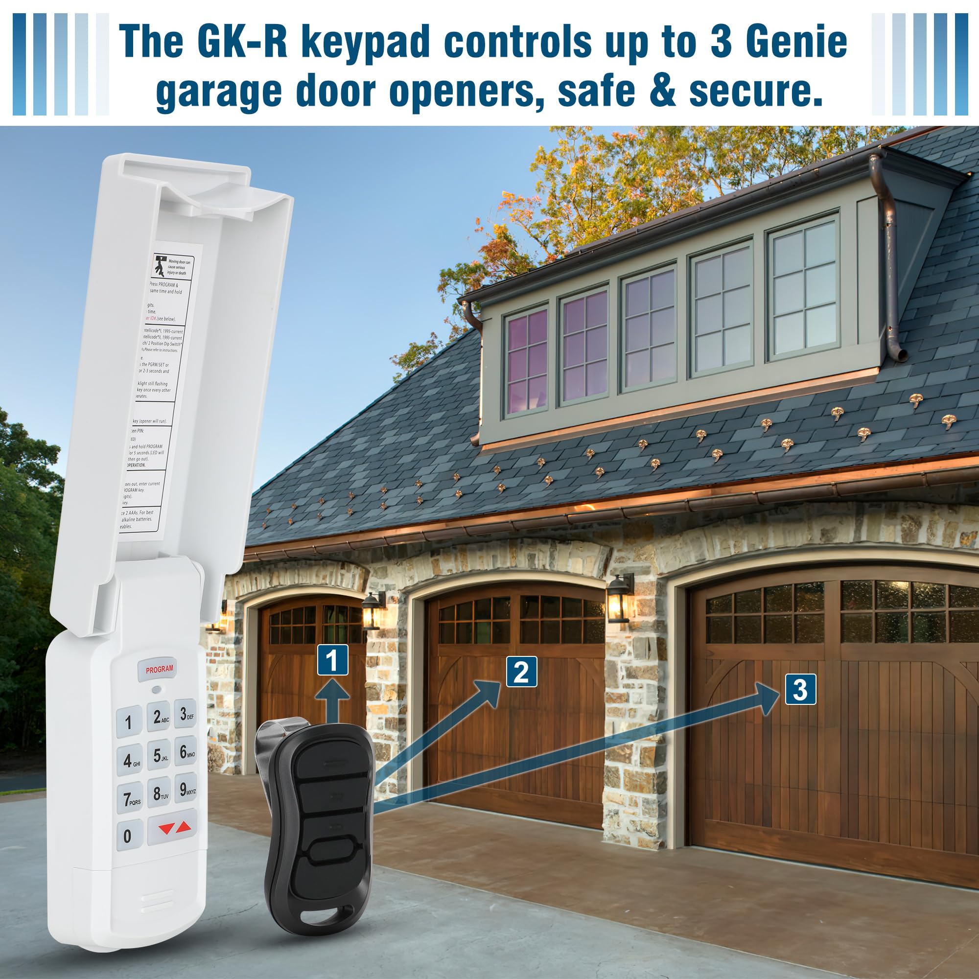 Anrain GK-R Keypad and 2 Pack G3T-R Remote, for All Genie Remote Keypad ...