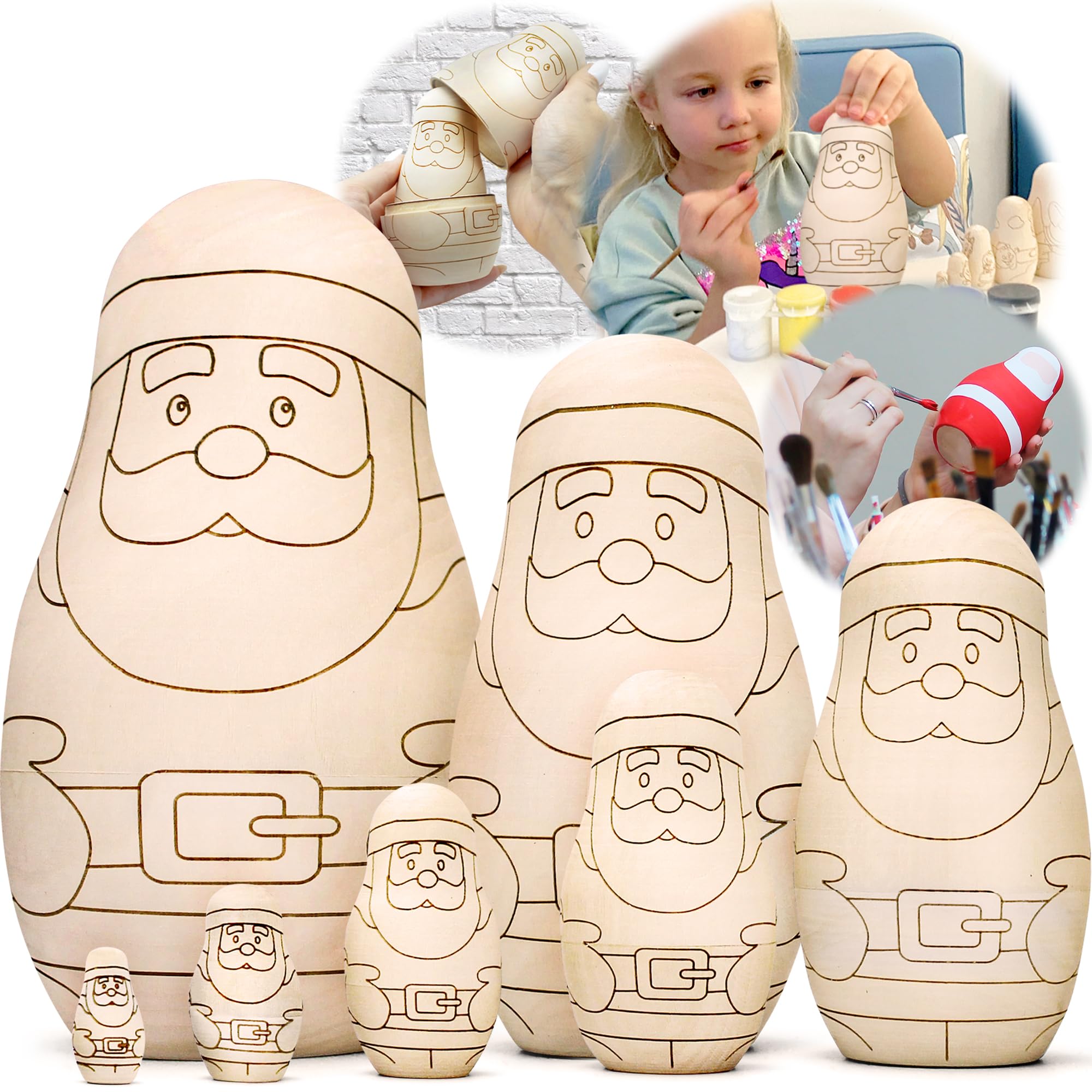 Snapklik.com : AEVVV Blank Nesting Dolls To Paint Set 7 Pcs