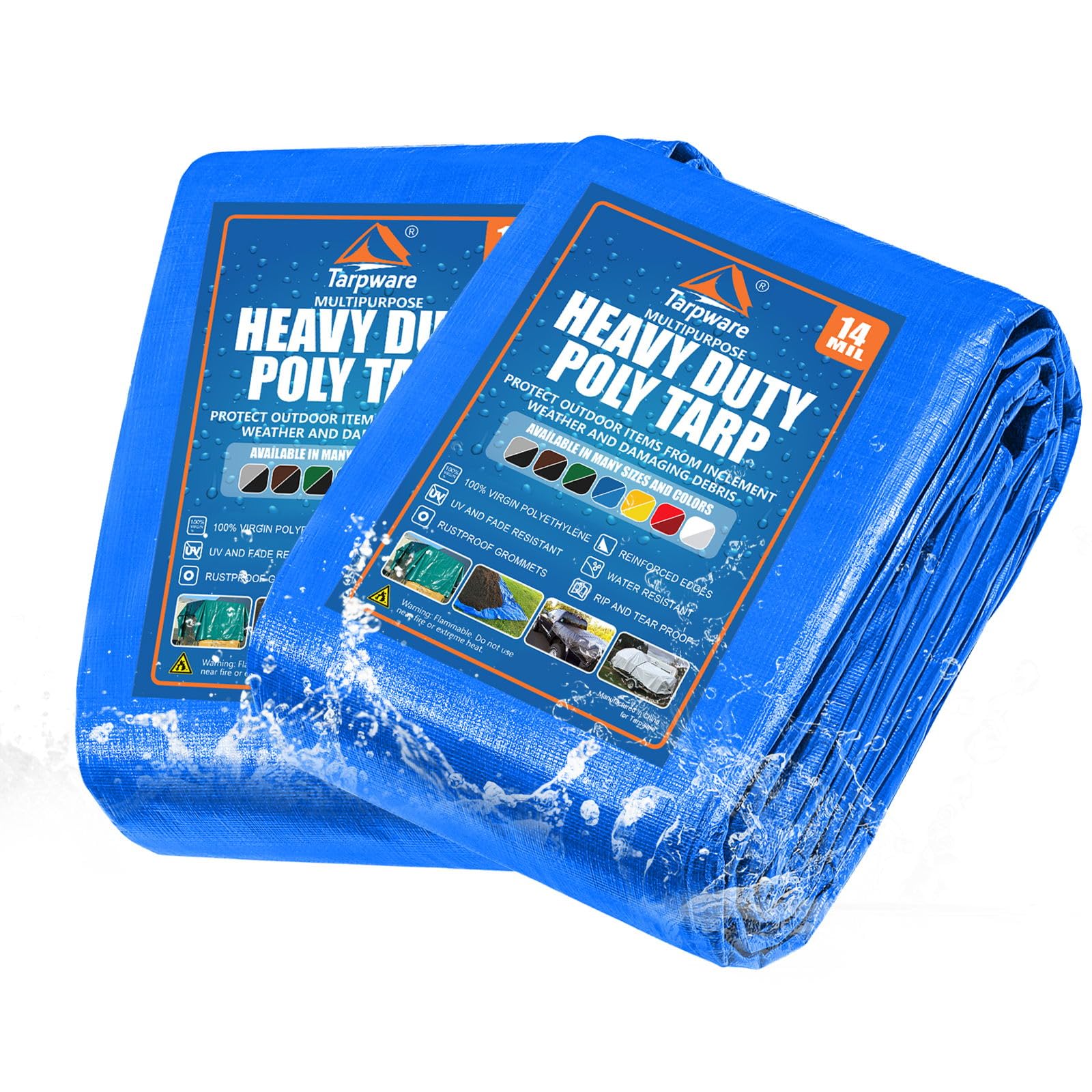 Amazon.com: Tarpware 8'x10'x2 Blue Heavy Duty Waterproof Full Size Tarp ...