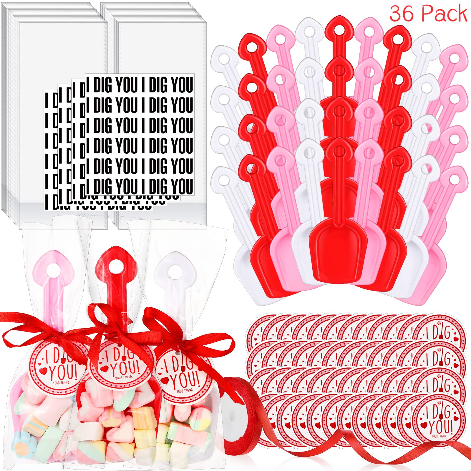 Amazon.com: Chumia Valentines Plastic Toy Shovels Valentines Plastic ...