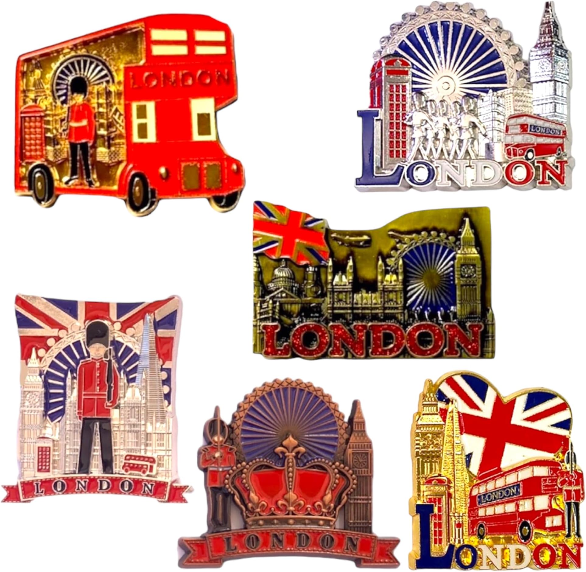 12 London souvenirs metal fridge magnets British Union Jack England ...