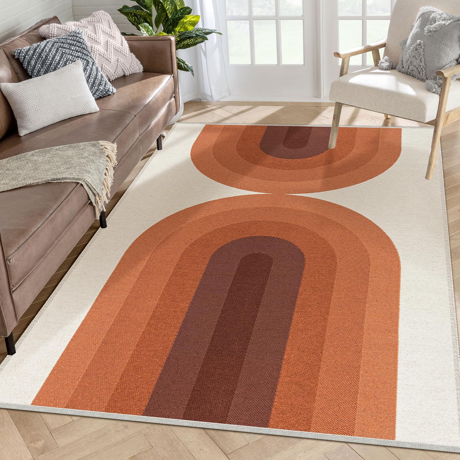 Amazon.com: Mid Century Modern Area Rug, Machine Washable 8x10 Rug for ...
