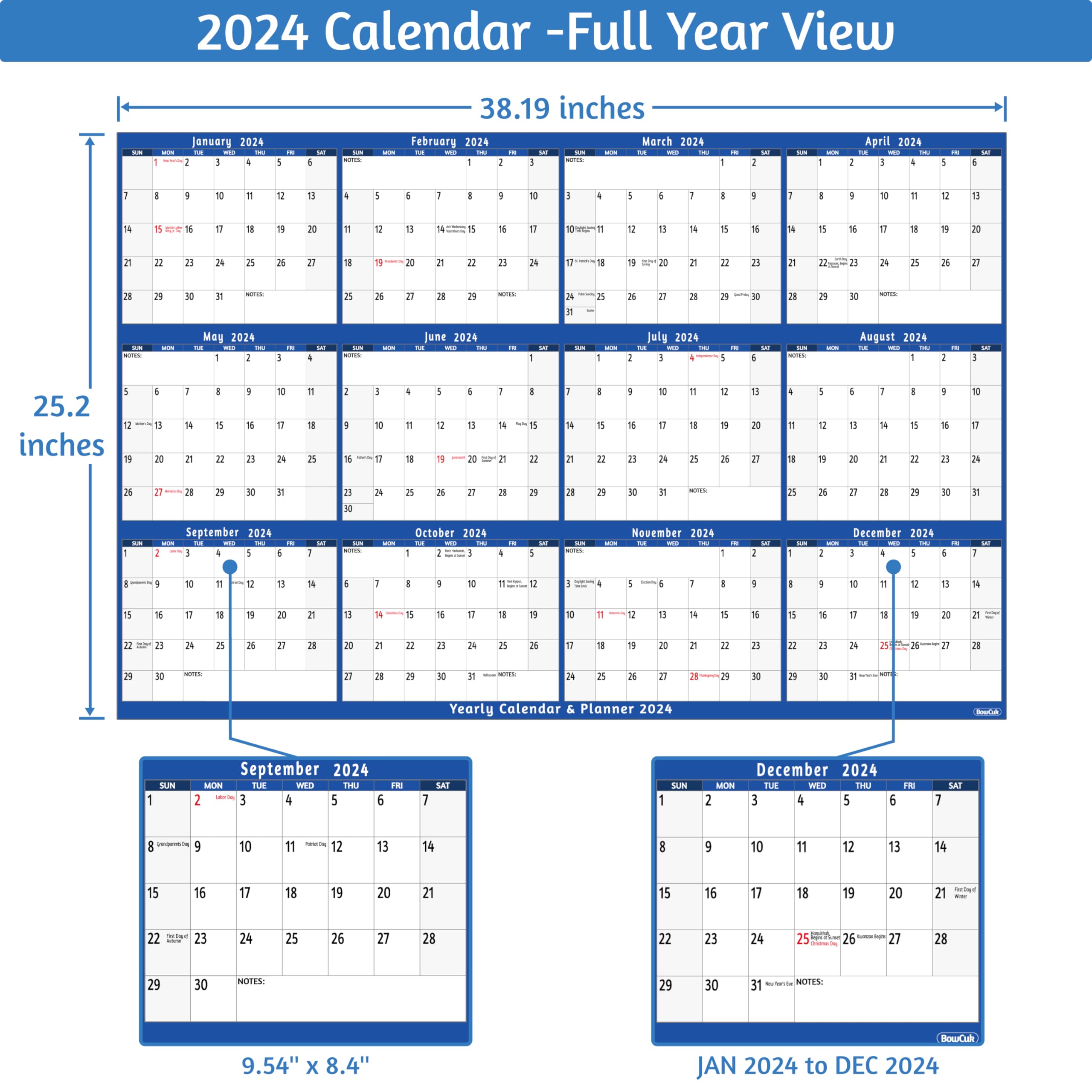 Snapklik.com : 2024 Yearly Wall Calendar - Large Yearly Calendar 2024 ...