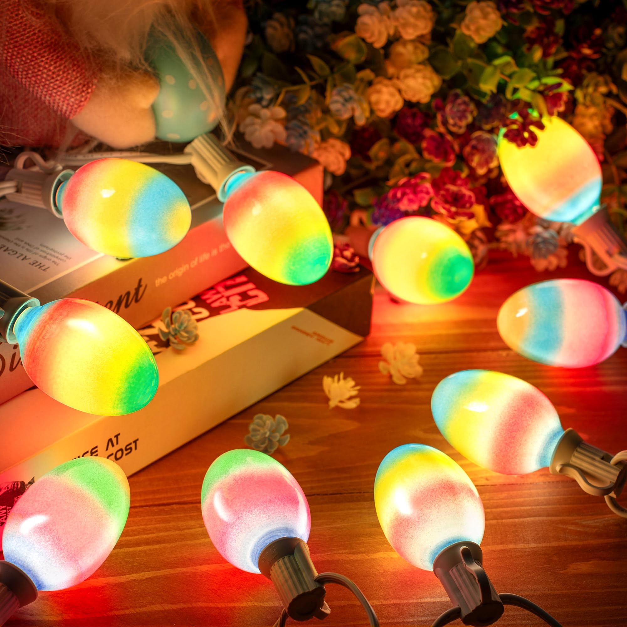 Enhon Easter Egg Lights String, 10.5 ft Multi Colored Easter Pastel ...