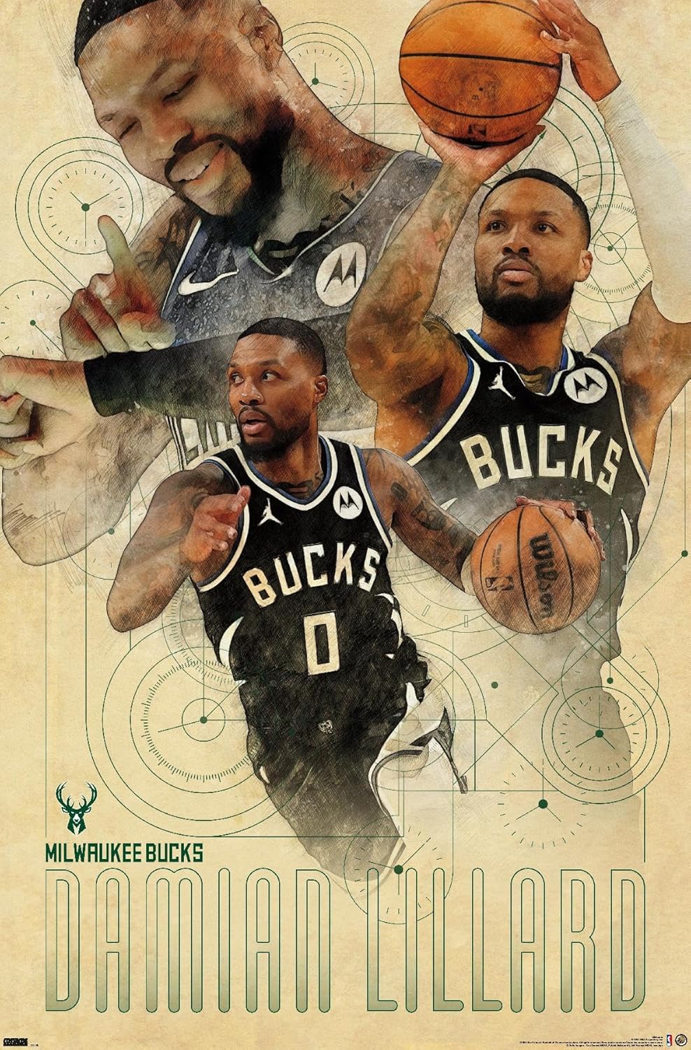 Amazon.com: NBA Milwaukee Bucks - Damian Lillard 24 Wall Poster, 34L" x ...