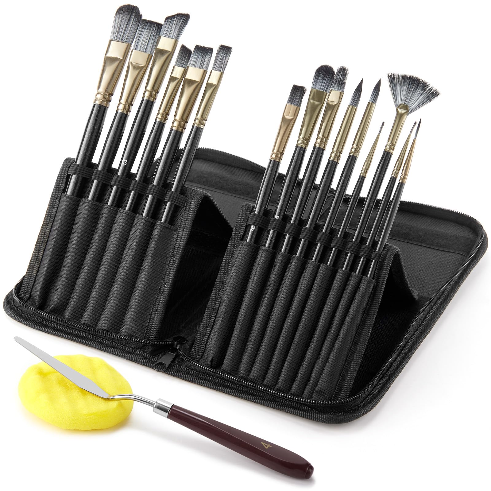 BOJIA Kit de Pinceles para Pintura Acrilica de 17 pcs, Pinceles para ...