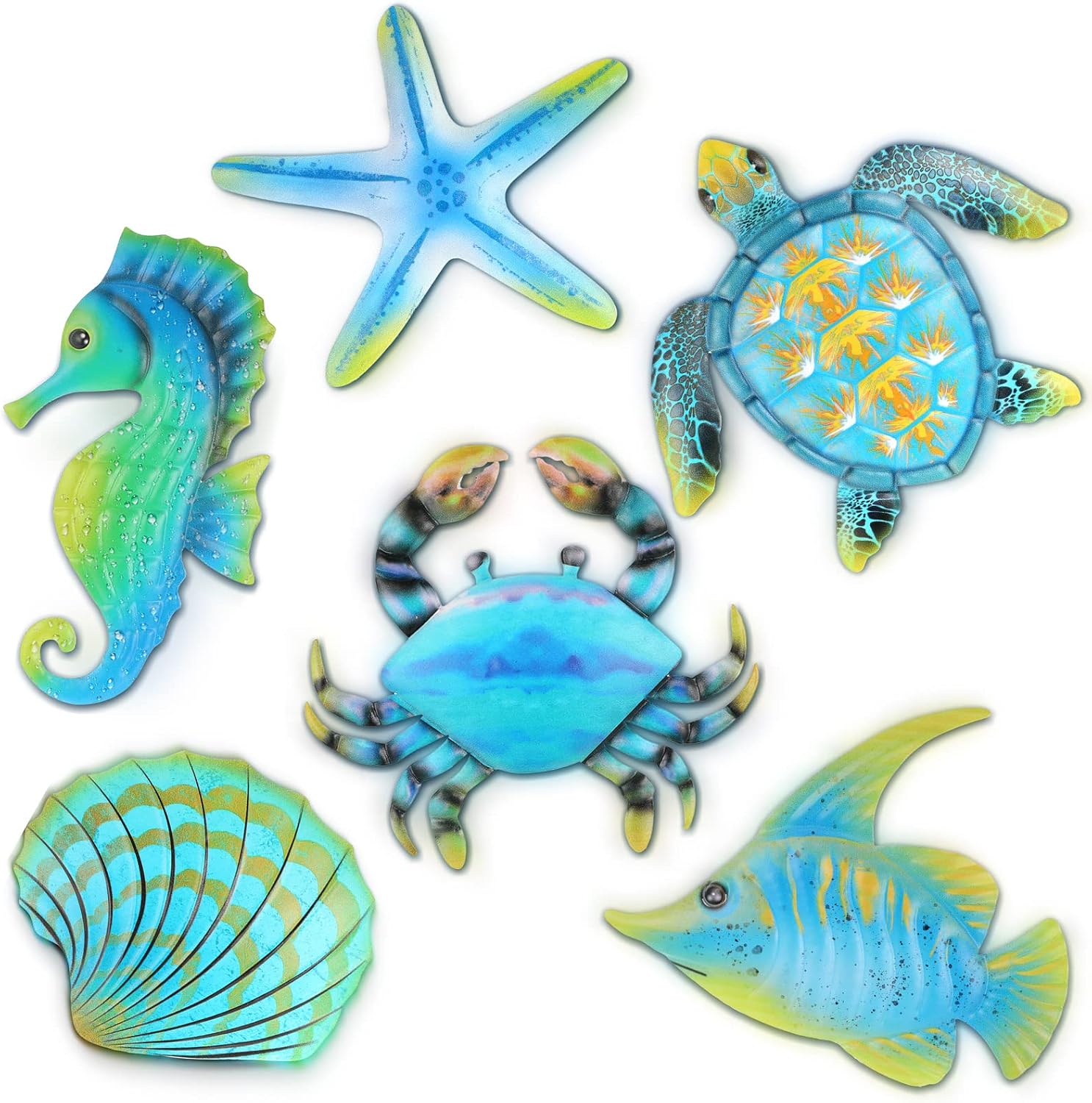 Amazon.com : Lounsweer 6 Pcs Metal Ocean Wall Art Decor Sea Fish Turtle ...