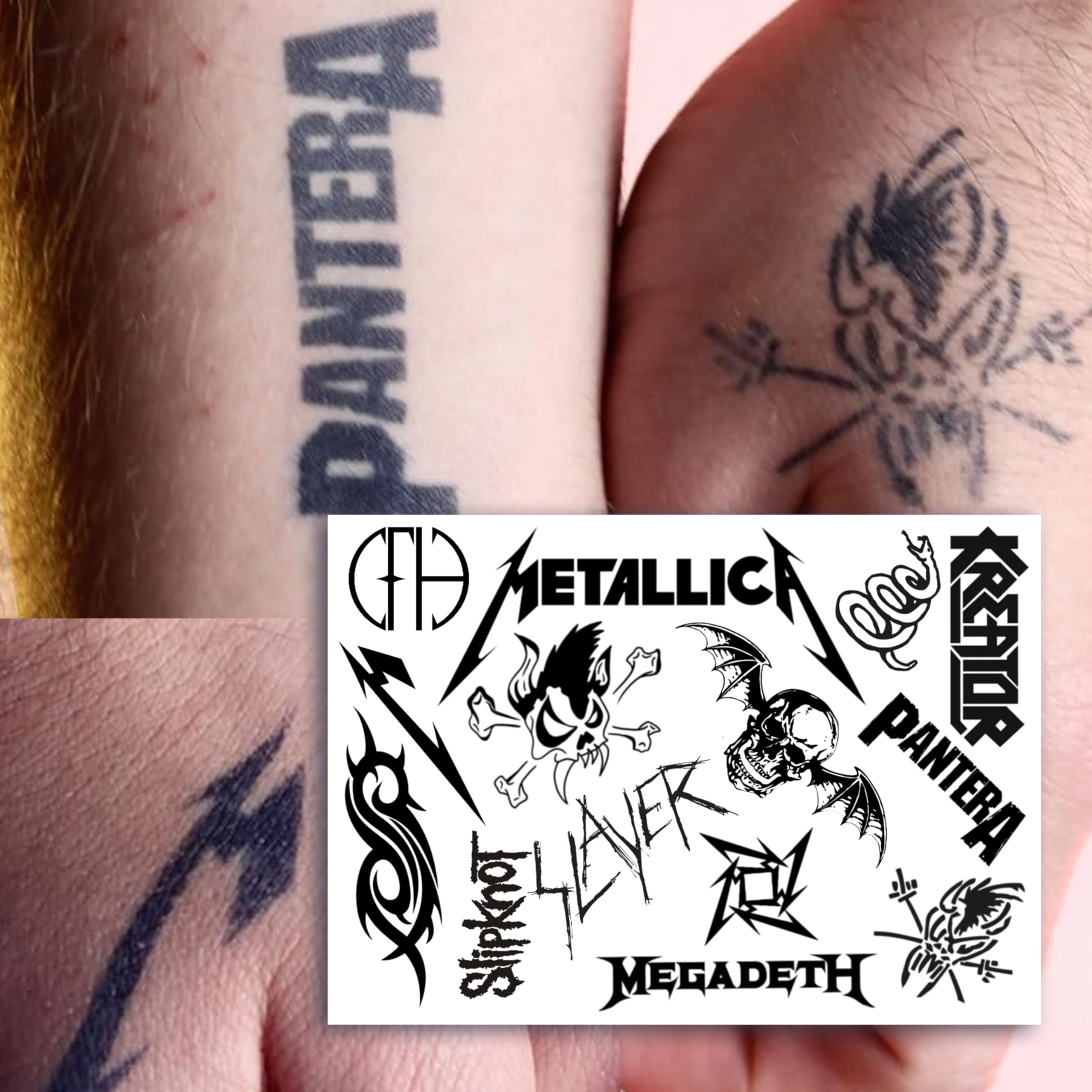 Amazon.com : Jagua Semi-Permanent Flash Temporary Tattoos Metal Bands ...