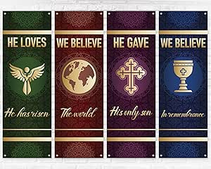 Amazon.com: 4Pcs Church Banners for Sanctuary Wall Welcome ...