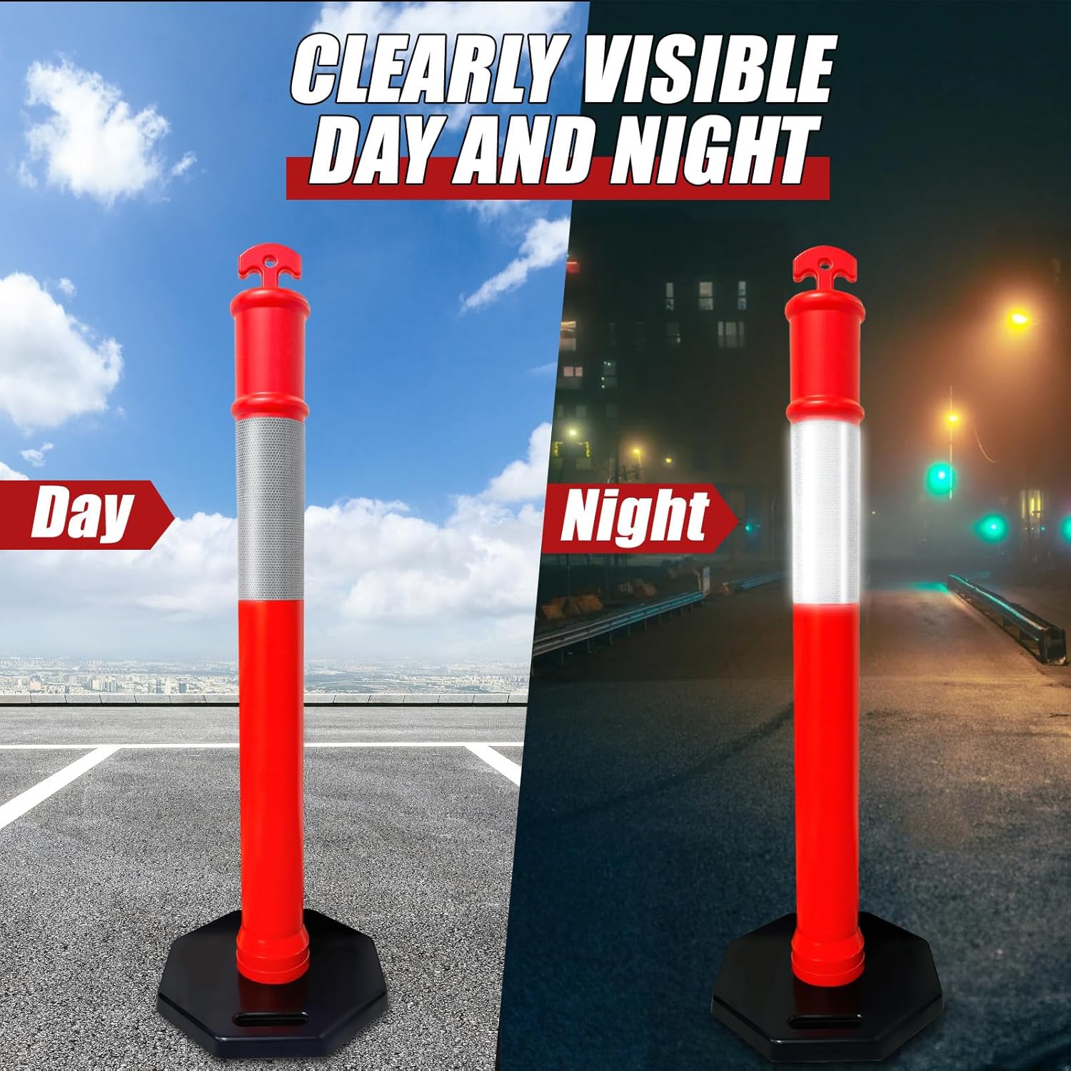 CJ Safety – Poste de delineador de polietileno naranja de 44 pulgadas ...