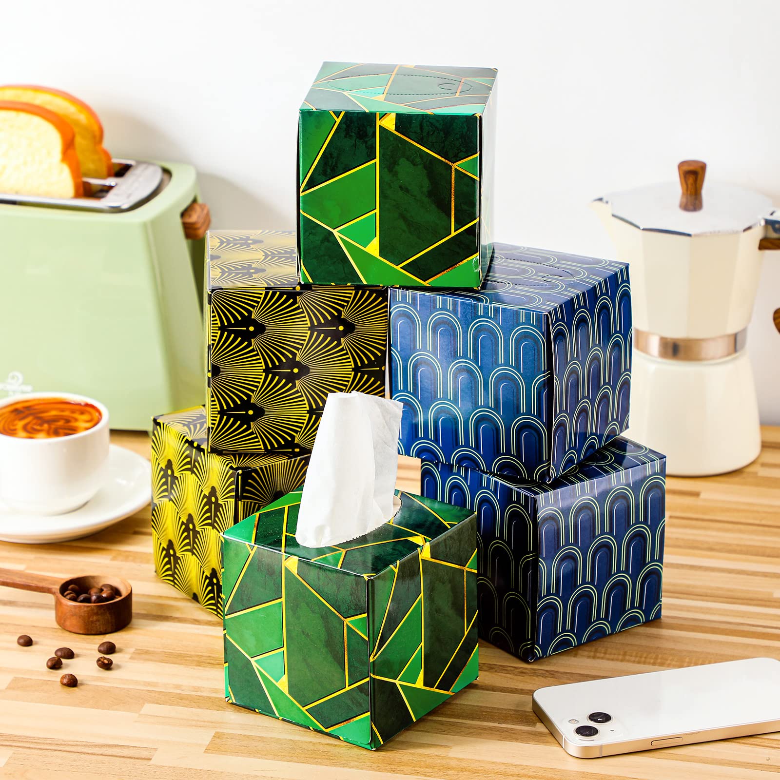 24 Boxes Tissues Cube Box Facial Tissues Boxes Geometry Flower Designed ...