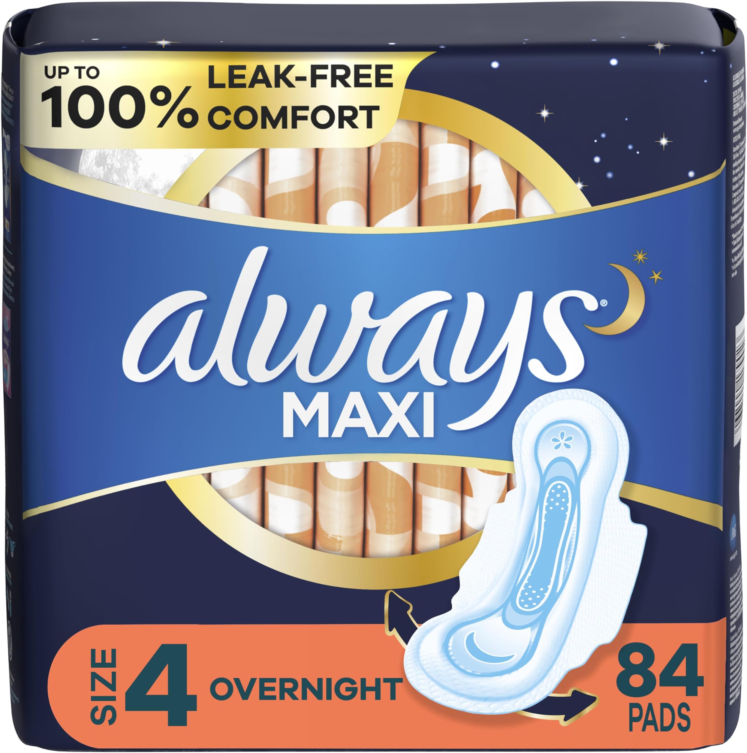 Amazon.com: Always Maxi Pads Size 4 Overnight Absorbency Unscented with ...