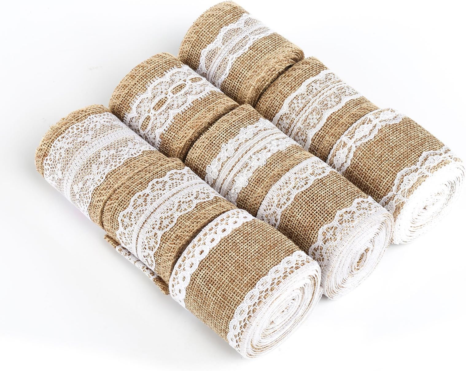 Amazon.com: Naler Burlap Lace Ribbon Roll, Burlap Fabric Trim, Lace ...