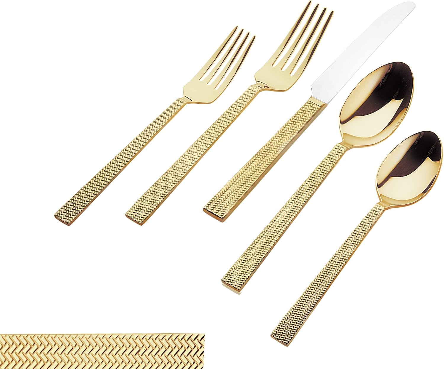 Amazon.com | Godinger Flatware Silverware Set 18/10 Harrington 24KT ...