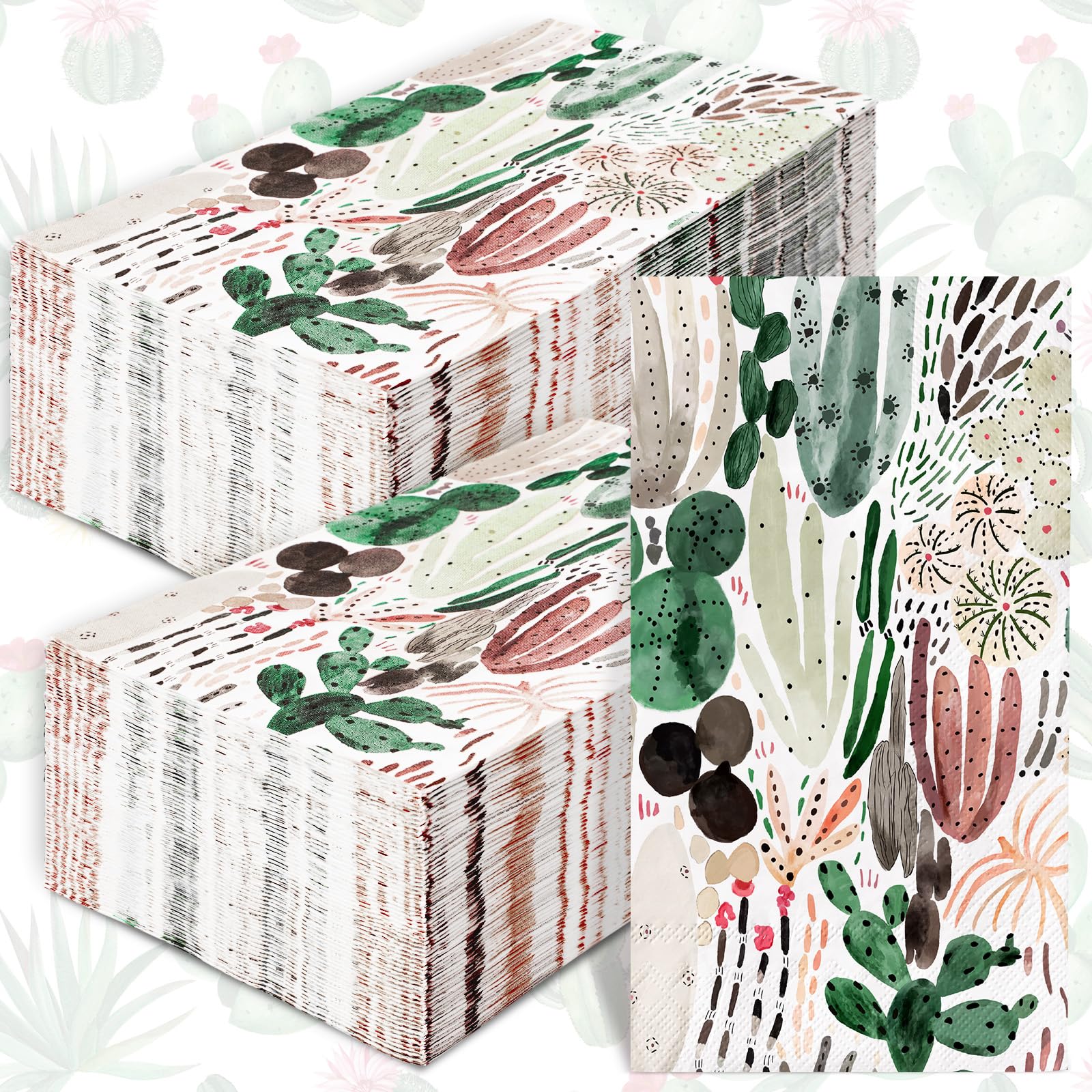 Amazon.com: AnyDesign 100 Pack Cactus Guest Napkins Summer Disposable ...