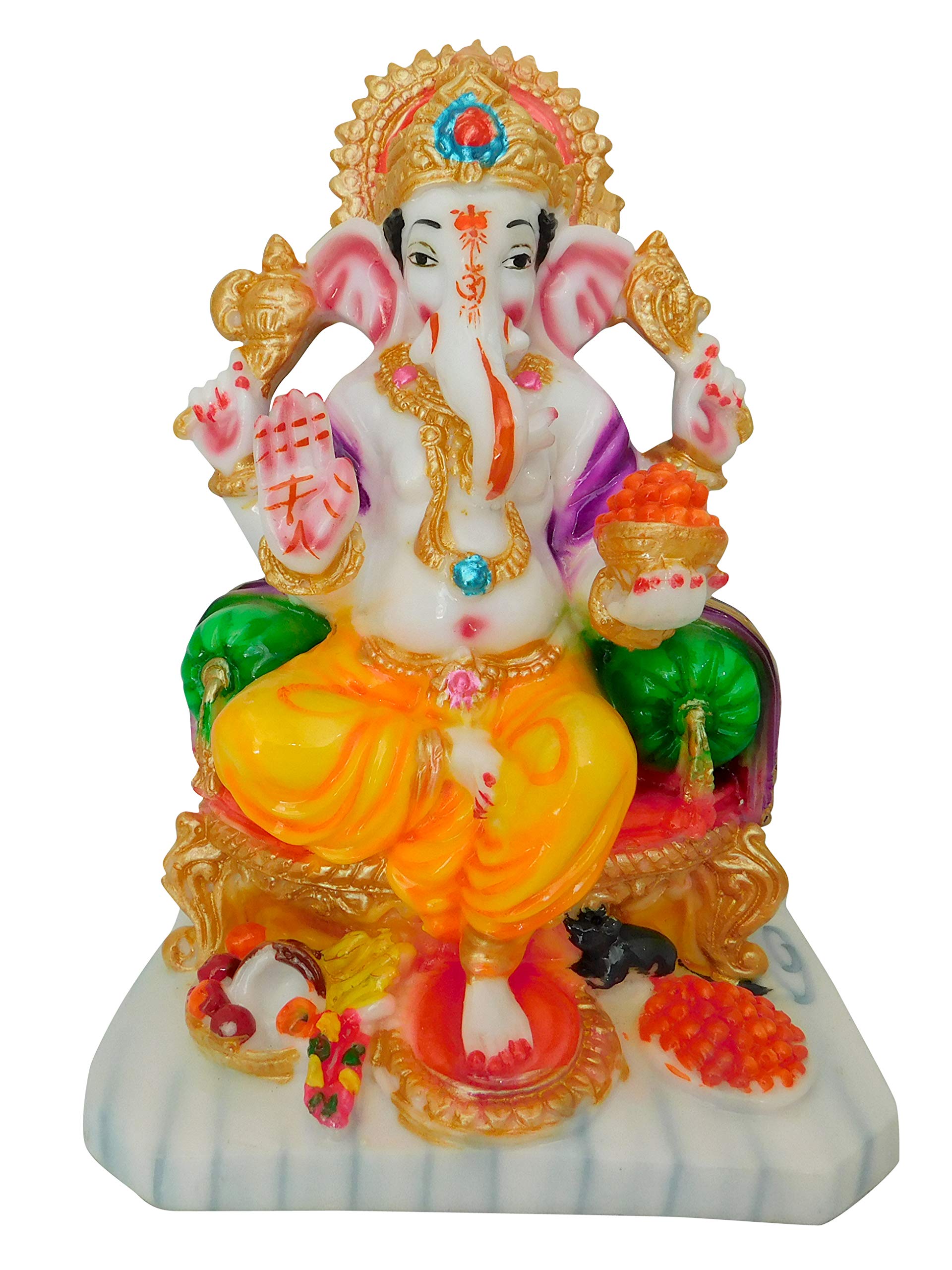 Buy Marble Ganpati Bappa Sitting Base Home Temple Pooja Ganesh God Idol ...