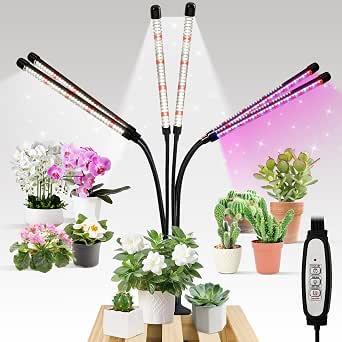 Seed Starting Light, 5000k/660nm/450nm, 6 Heads Smart Clip-on Grow ...