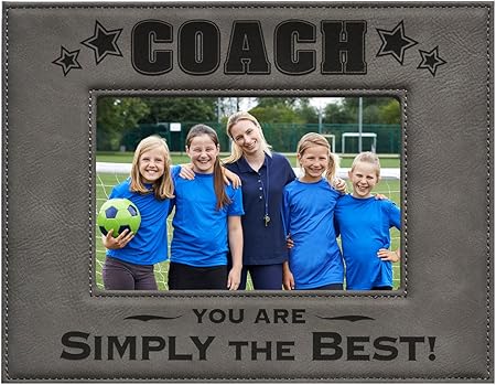 Amazon.com - COACH PICTURE FRAME ~ Gray 4 x 6 Engraved Leatherette ...