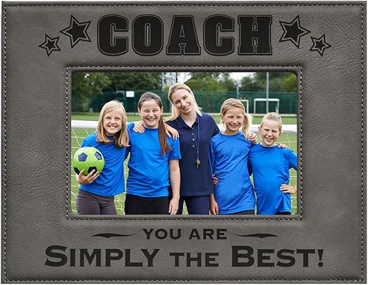 Amazon.com - COACH PICTURE FRAME ~ Gray 4 x 6 Engraved Leatherette ...