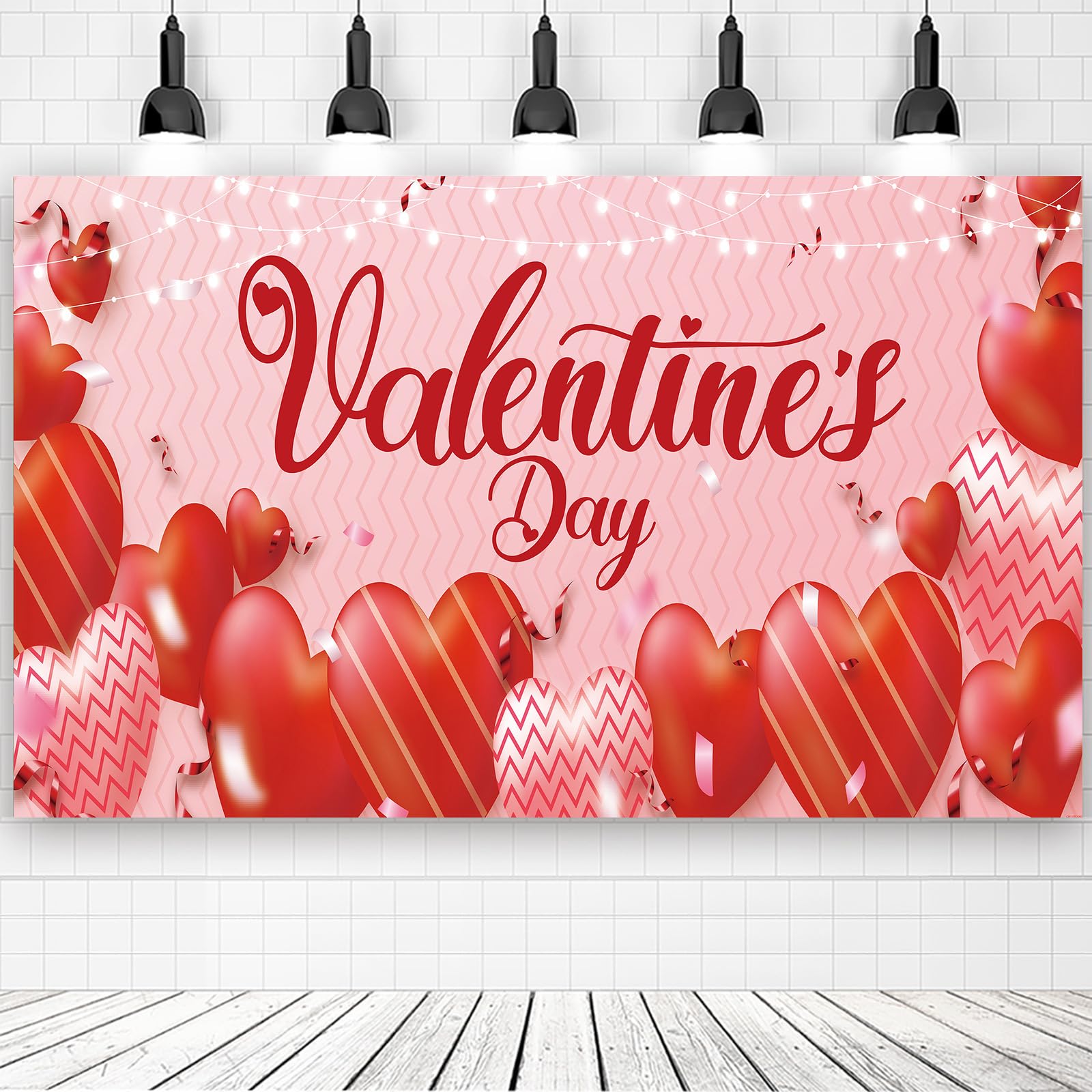 Amazon.com : Valentine's Day Backdrop Banner,Red Pink Theme Happy ...