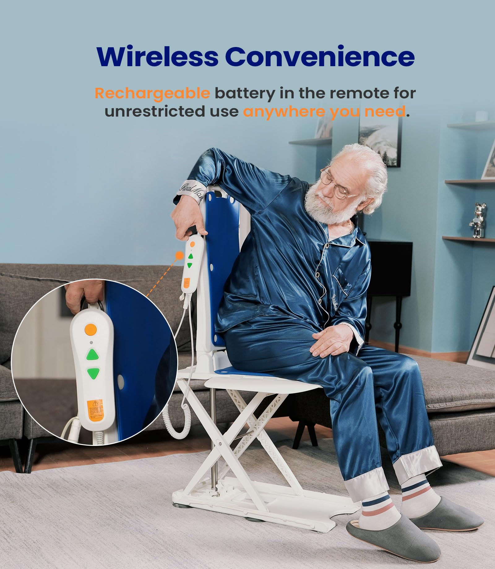 VOCIC Lightweight Electric Chair Lift, Lift Elderly from Floor, Remote ...